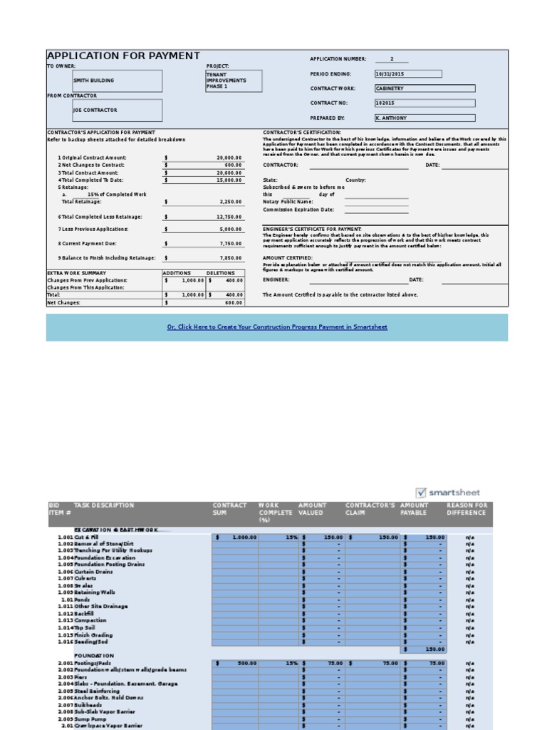Construction Progress Payment Application | PDF | Framing (Construction ...