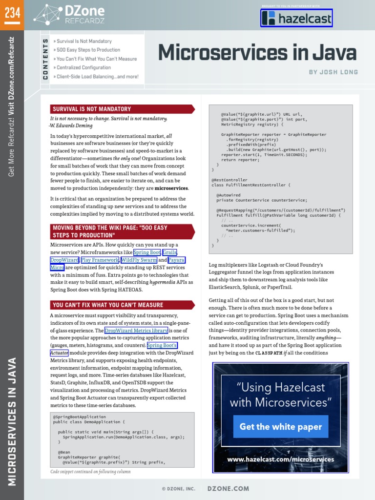 Microservices in Java: "Using Hazelcast With Microservices" | PDF