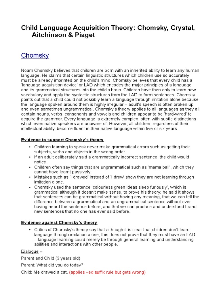 Child Language Acquisition Theories | PDF | Language Acquisition | Verb