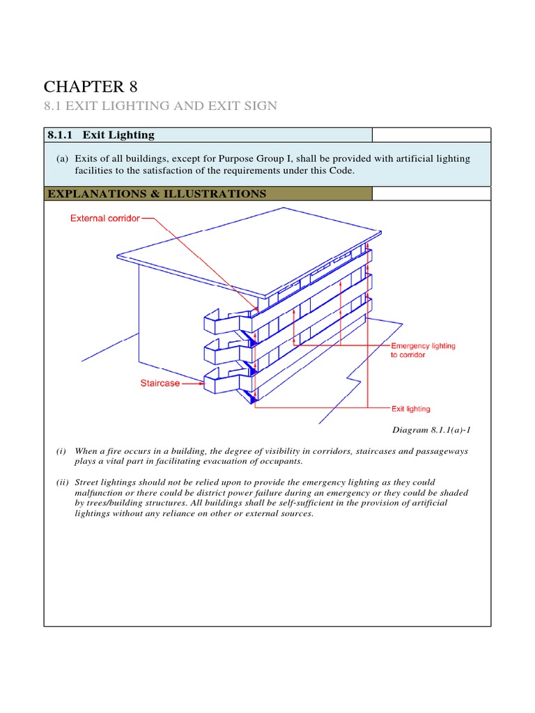Singapore Building Code Chapter 8 Emergency Lighting | PDF | Lighting ...
