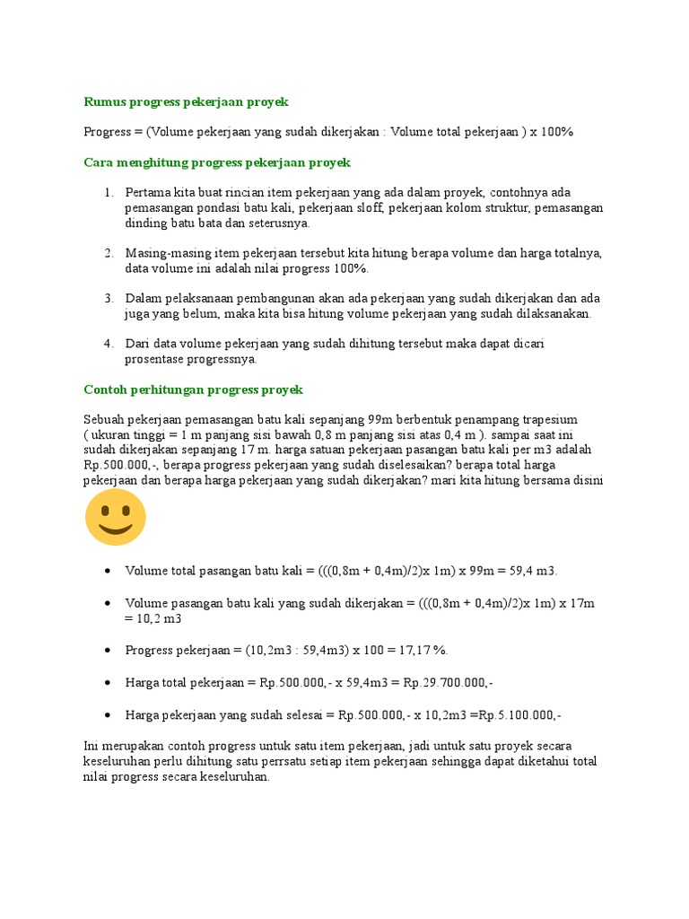 Cara Menghitung Progress Pekerjaan Proyek | PDF