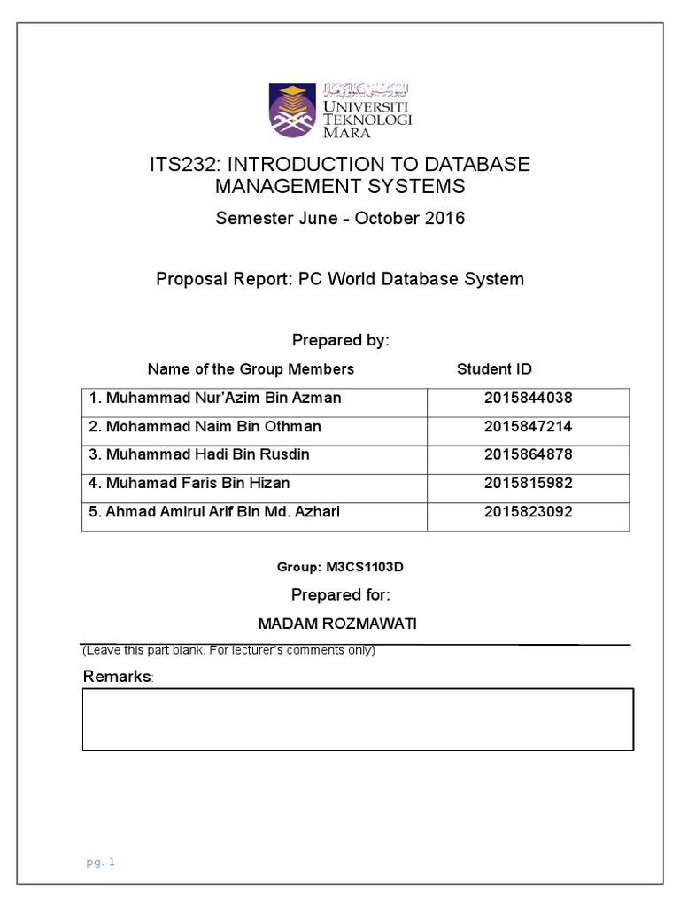Its232: Introduction To Database Management Systems: Semester June ...