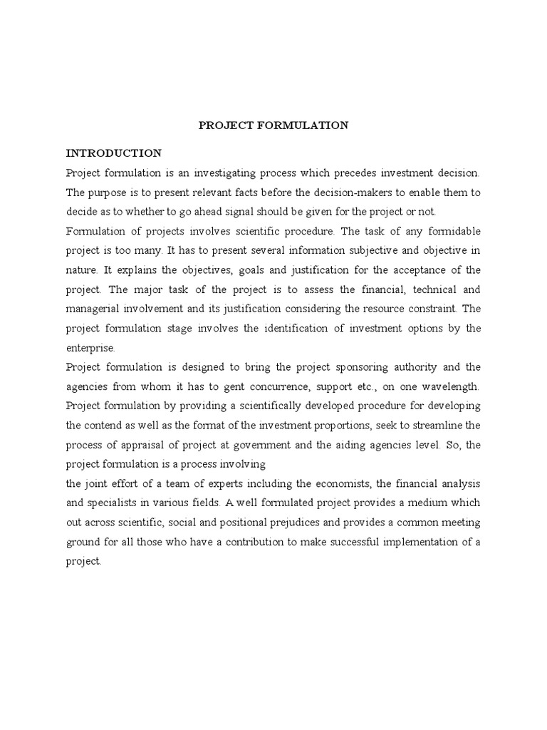 Project Formulation | PDF