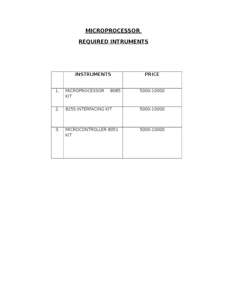 Microprocessor Instrument Prices | PDF