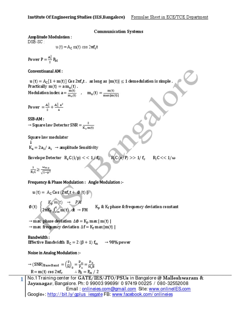 Formula Sheets ECE GATE ESE | PDF | Eigenvalues And Eigenvectors | Mosfet
