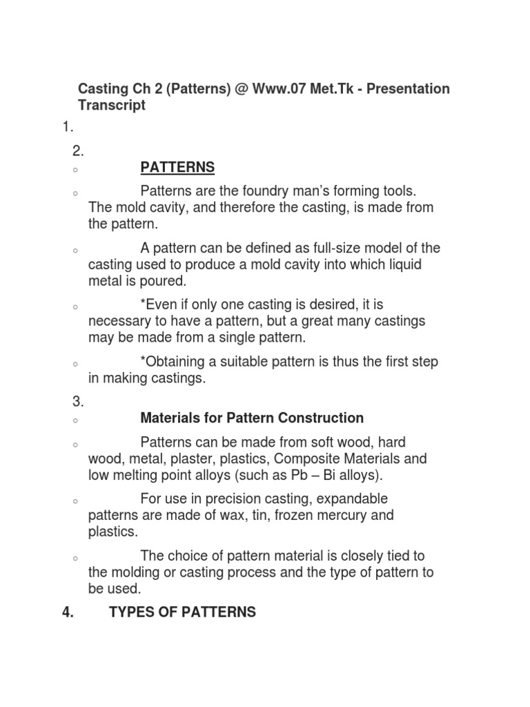 Casting CH 2 (Patterns) at Www.07 Met - TK - Presentation Transcript ...