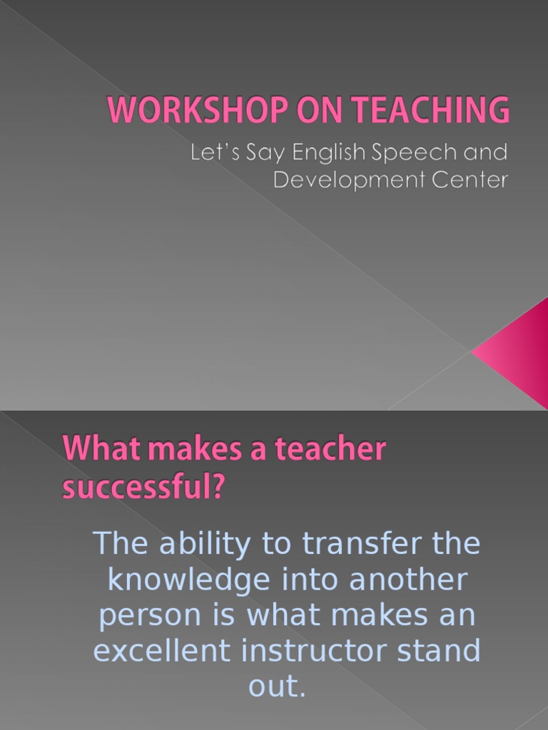 Effective Teaching Workshop Methods | PDF