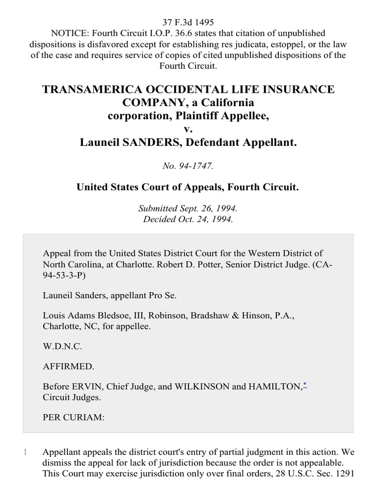 Transamerica Occidental Life Insurance Company, A California ...