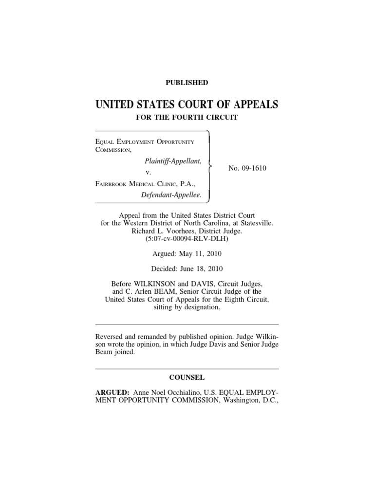 EEOC v. Fairbrook Medical Clinic Appeal | PDF | Sexual Harassment ...