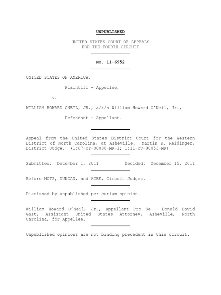 Appeal Dismissal: O'Neil v. USA | PDF | Social Science