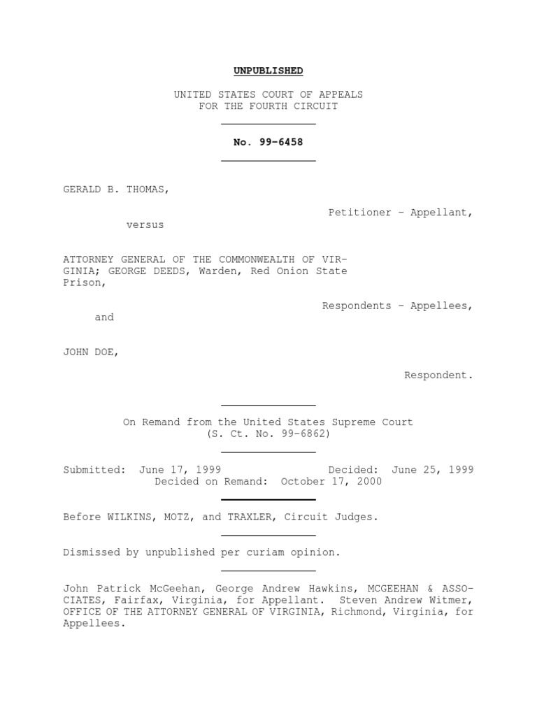 Fourth Circuit Appeal Dismissal Summary | PDF