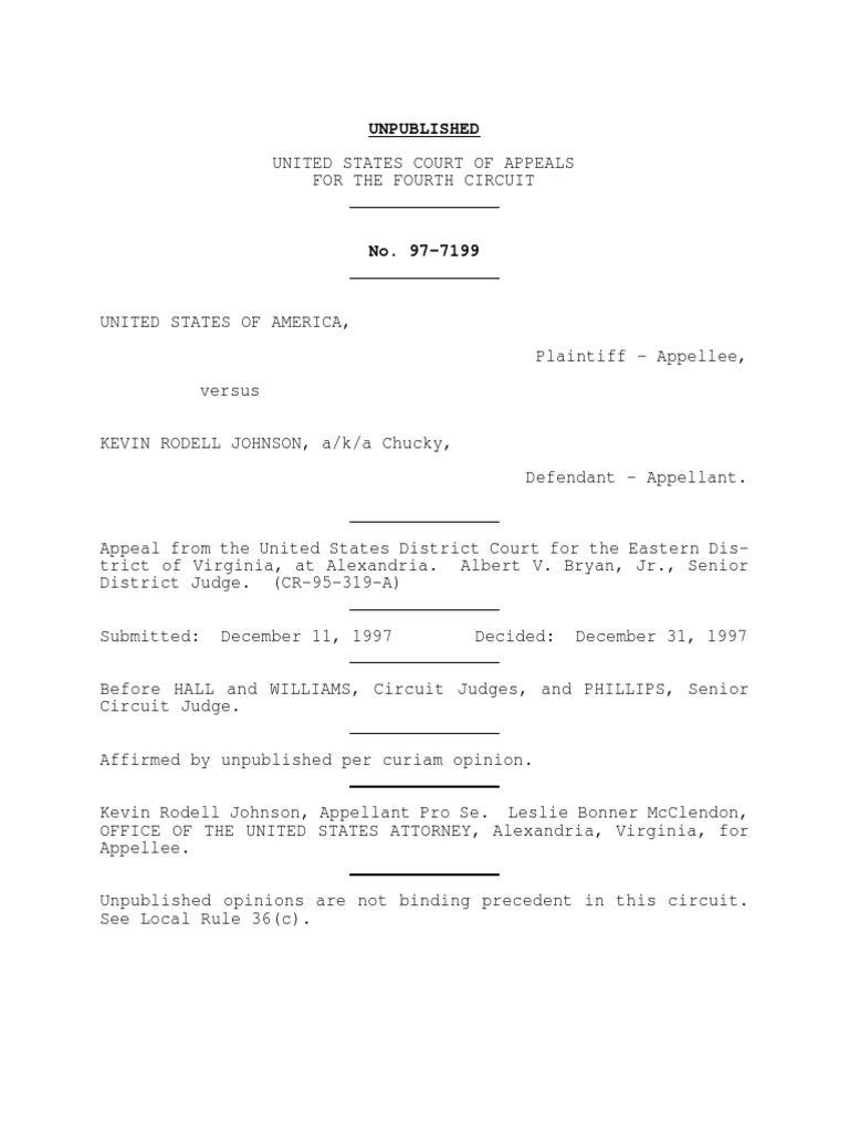 United States v. Johnson, 4th Cir. (1997) | PDF | Politics | Sports ...