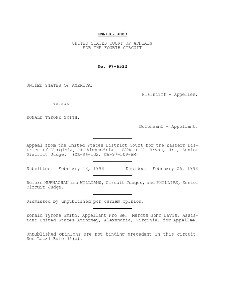 Appeal Dismissal: U.S. v. Smith Case | PDF