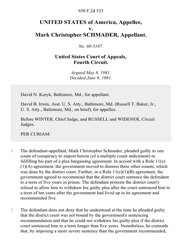 United States v. Mark Christopher Schmader, 650 F.2d 533, 4th Cir ...