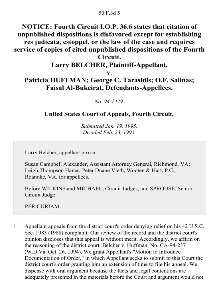 Larry Belcher v. Patricia Huffman George C. Tarasidis O.F. Salinas ...