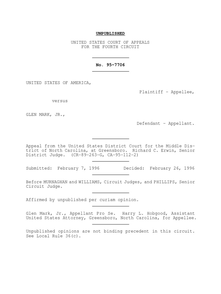 United States v. Mark, 4th Cir. (1996) | PDF