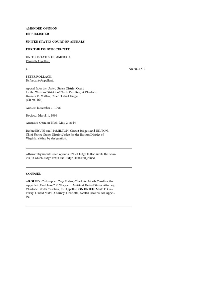 United States v. Peter Rollack, 4th Cir. (2014) | Download Free PDF ...