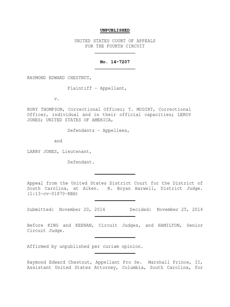 Raymond Chestnut v. Rory Thompson, 4th Cir. (2014) | PDF