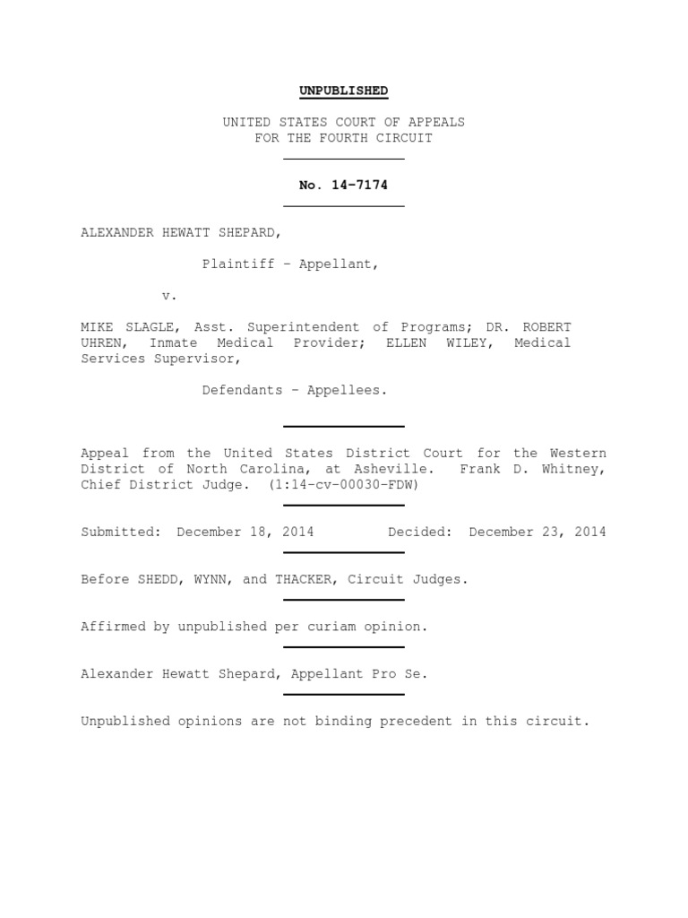 Alexander Shepard v. Mike Slagle, 4th Cir. (2014) | PDF