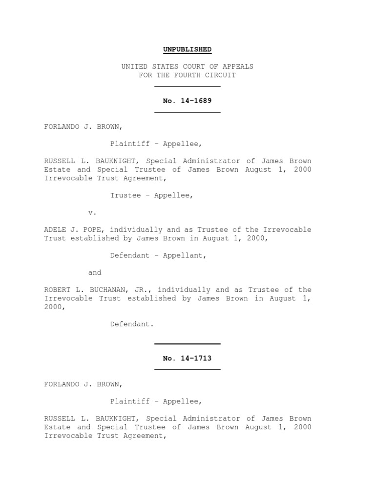 Forlando Brown v. Adele Pope, 4th Cir. (2015) | PDF | Summary Judgment ...