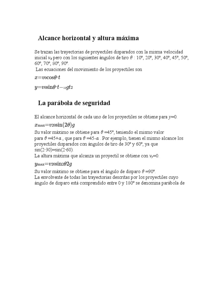 Alcance Horizontal y Altura Máxima | PDF | Elipse | Trayectoria