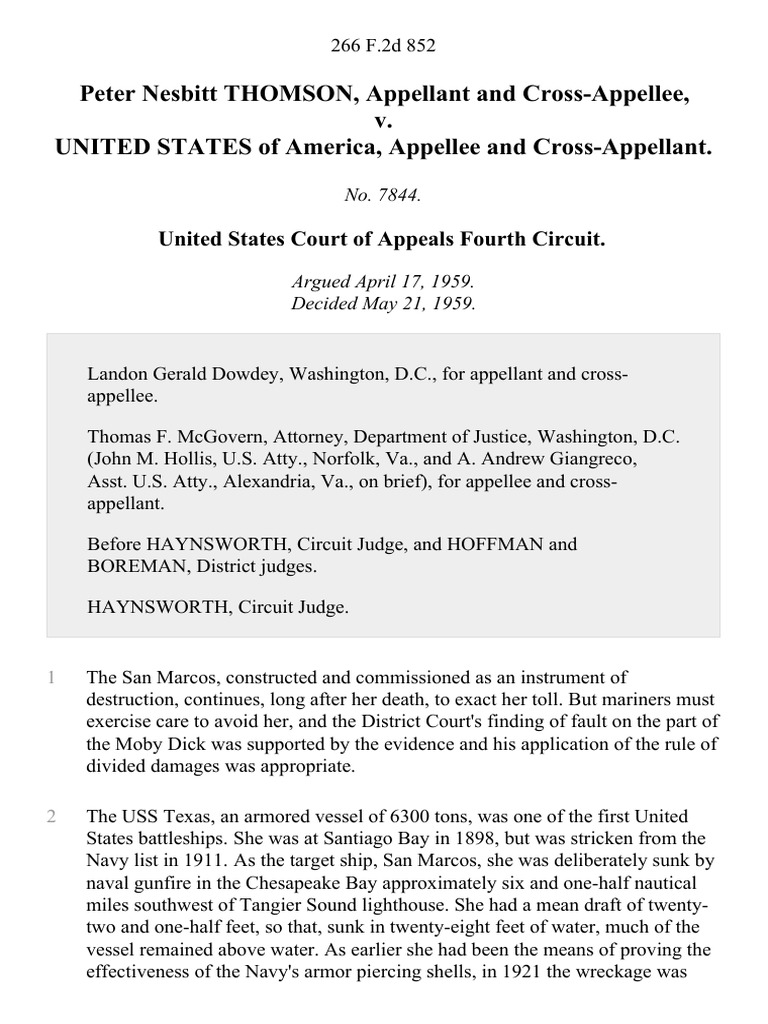Peter Nesbitt Thomson, and Cross-Appellee v. United States of America ...