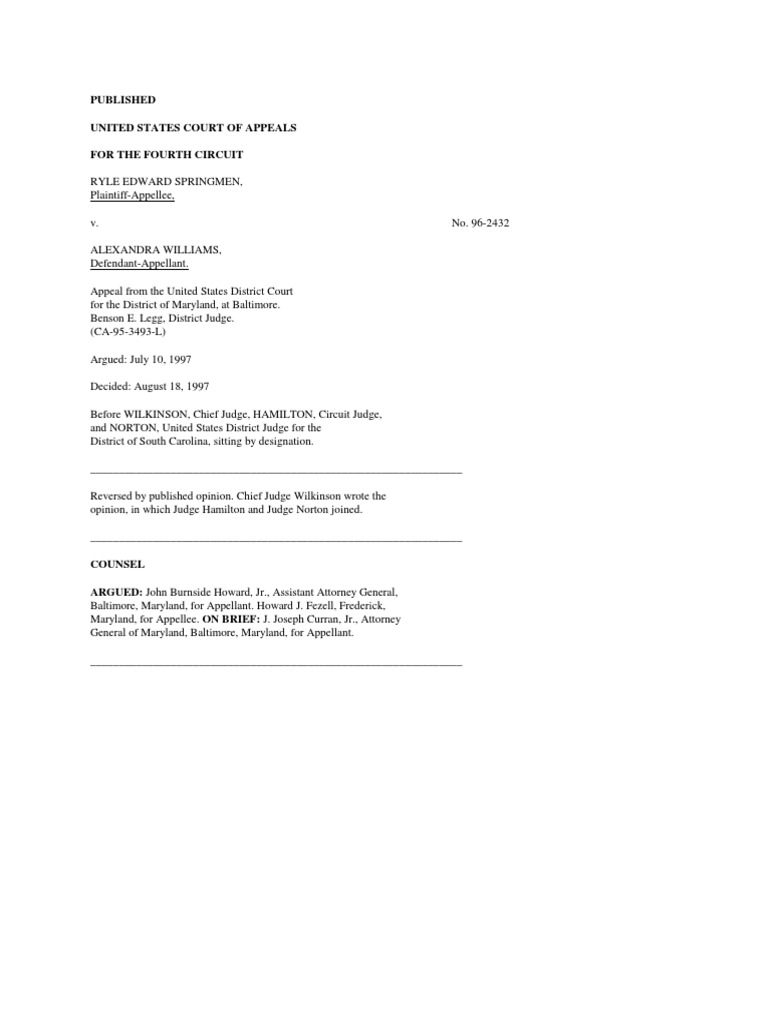 Fourth Circuit Reverses Prosecutor Immunity Case | PDF | Qualified ...