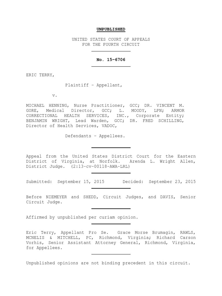 Eric Terry v. Michael Henning, 4th Cir. (2015) | PDF