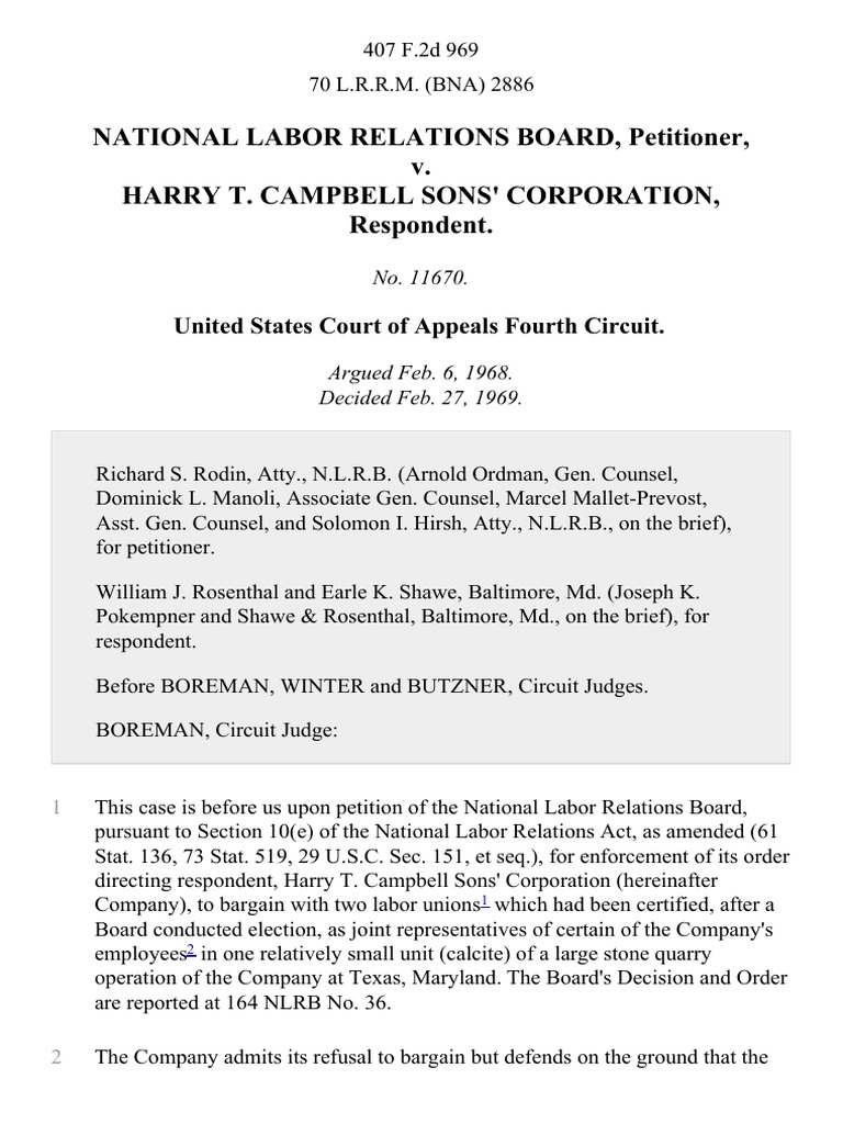 National Labor Relations Board v. Harry T. Campbell Sons' Corporation ...