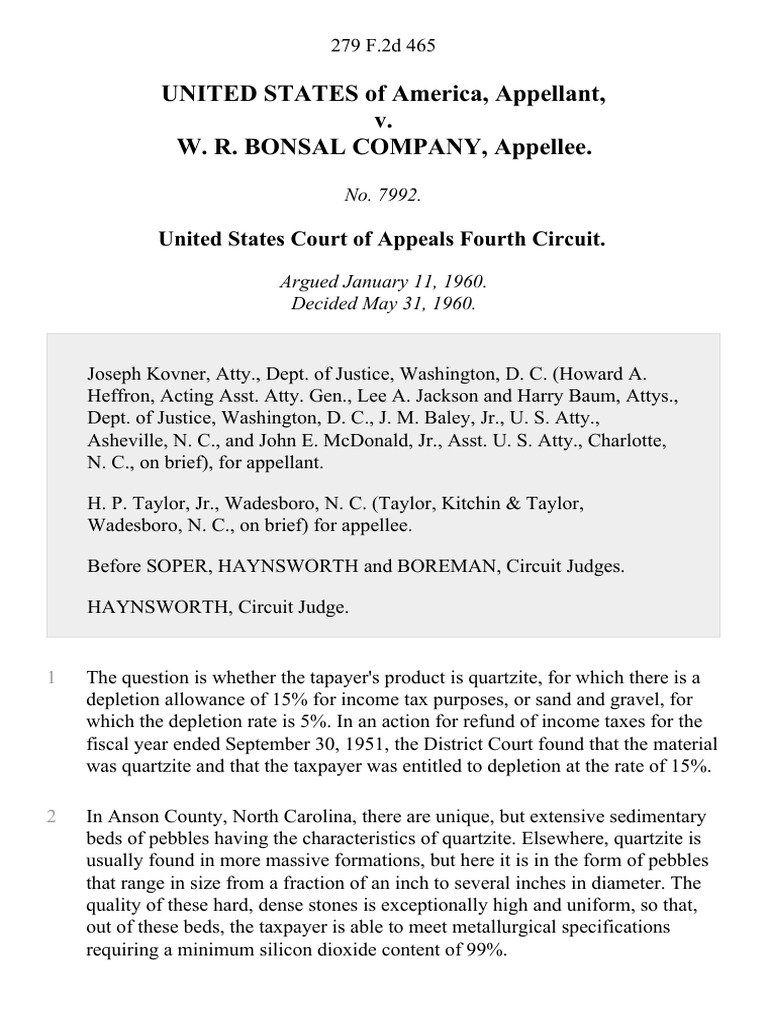 United States v. W. R. Bonsal Company, 279 F.2d 465, 4th Cir. (1960 ...