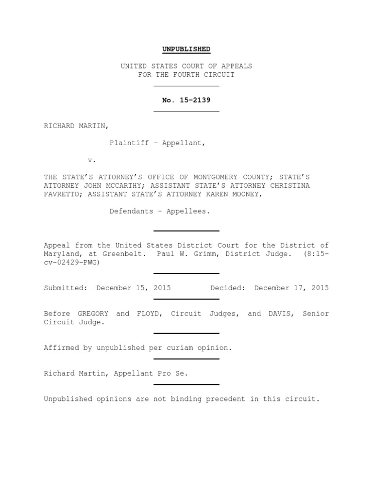 Richard Martin v. State, 4th Cir. (2015) | PDF | United States District ...