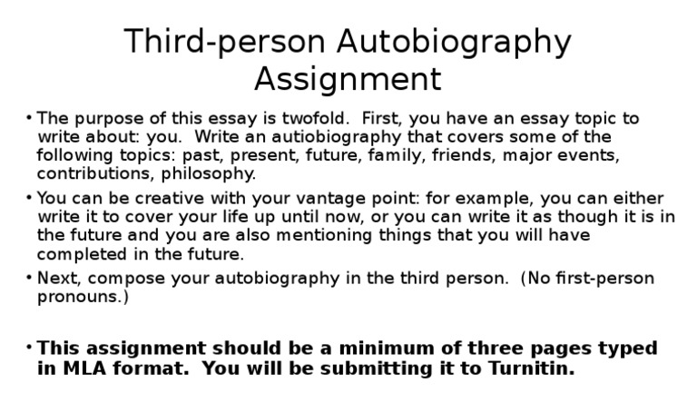 Third-Person Autobiography Assignment | PDF