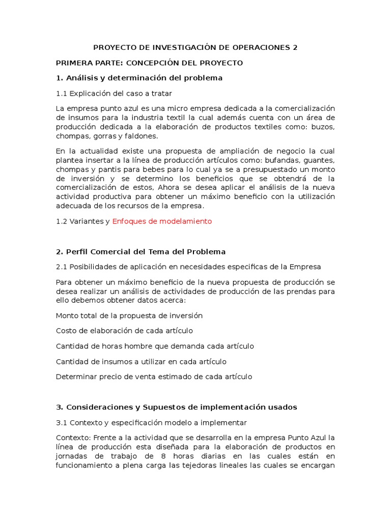 Proyecto de Io2 | PDF | Programación lineal | Science