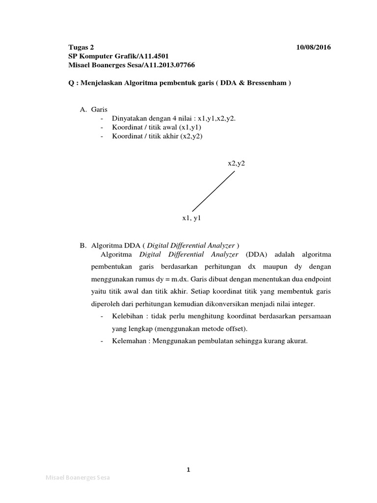 Algoritma DDA dan Bresenham Garis | PDF