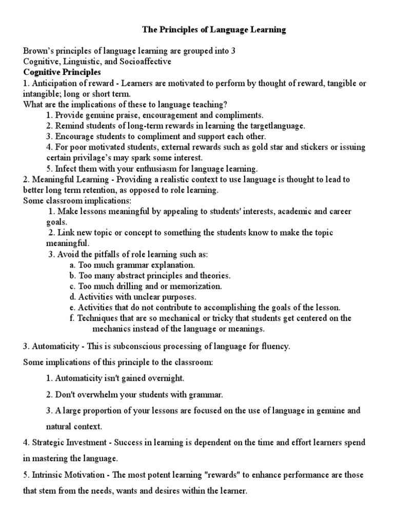The Principles of Language Learning | PDF | Wellness