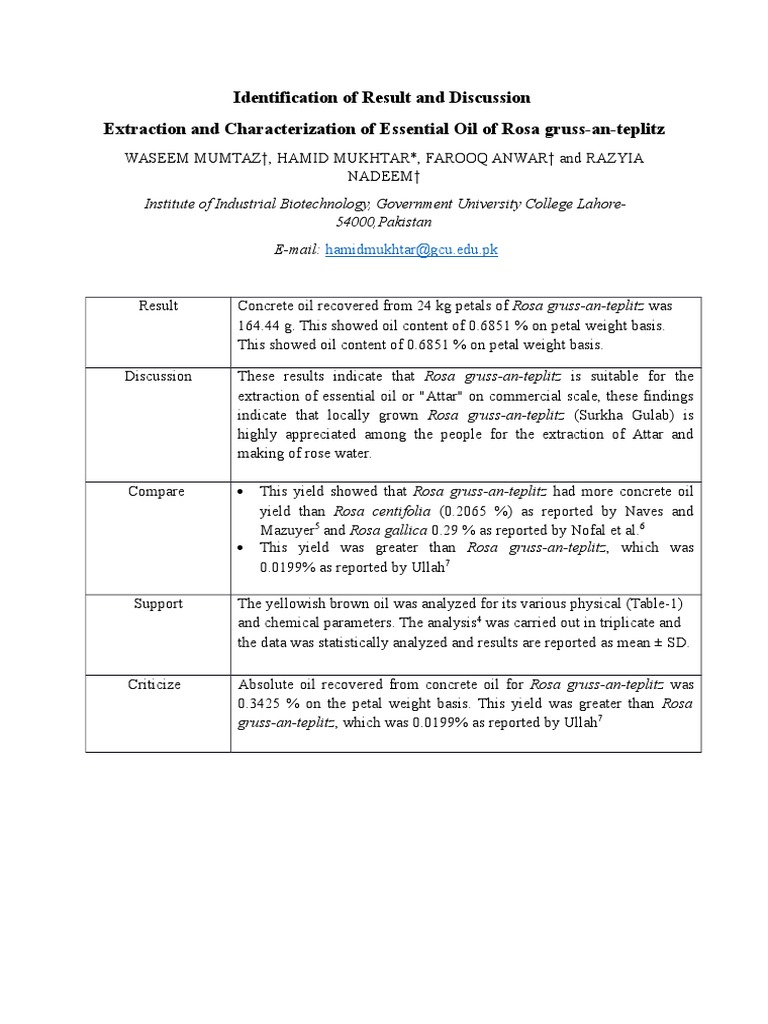 Identification of Result and Discussion | PDF | Science & Mathematics