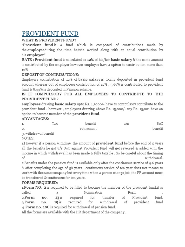 Provident Fund | PDF