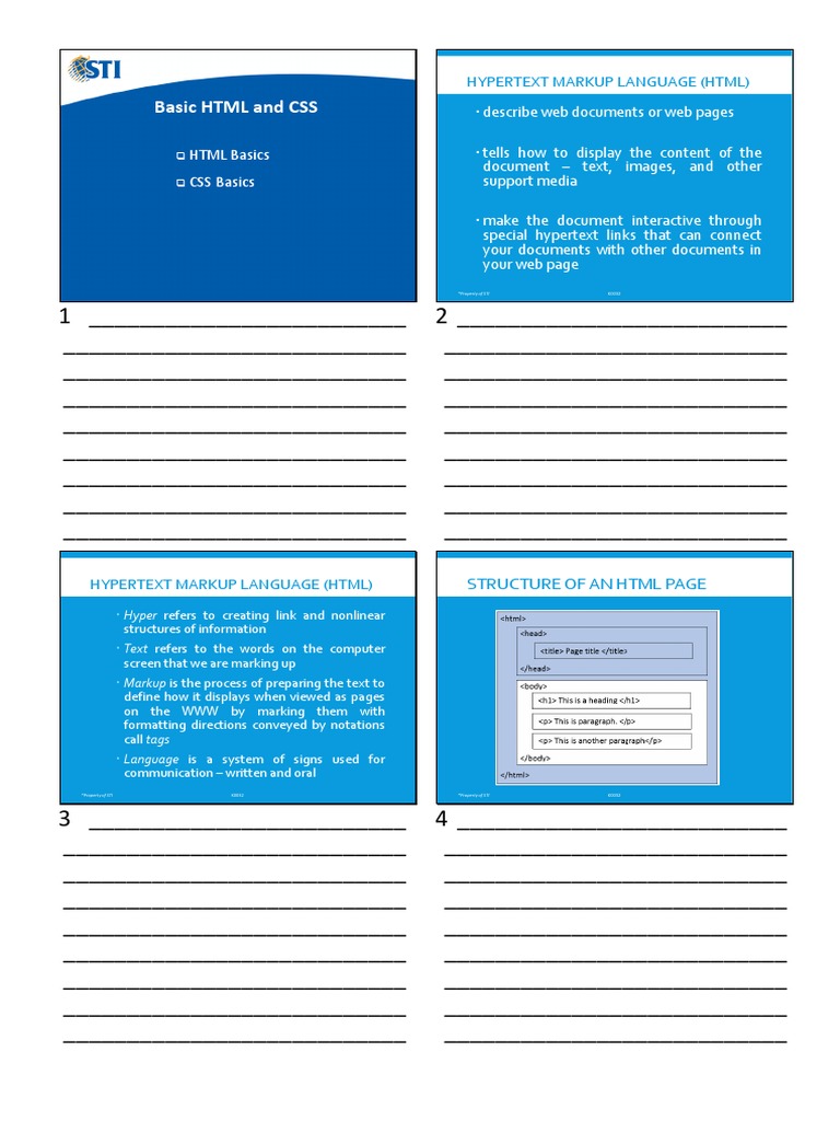 Basic HTML and CSS: Hypertext Markup Language (HTML) | PDF | Html | Html Element
