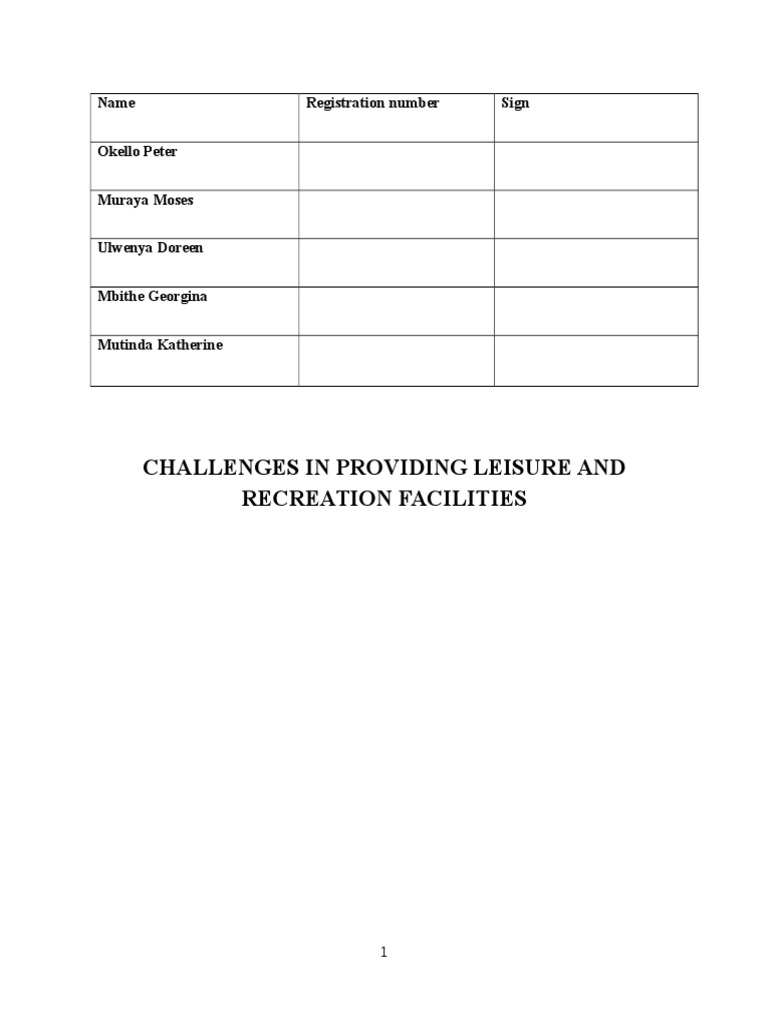 Leisure & Recreation Challenges | PDF | Tourism | Recreation