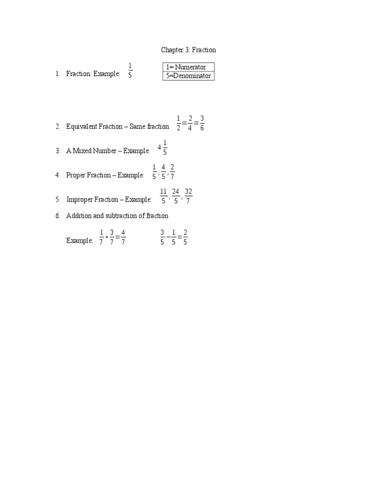 Chapter 3 Fraction | PDF