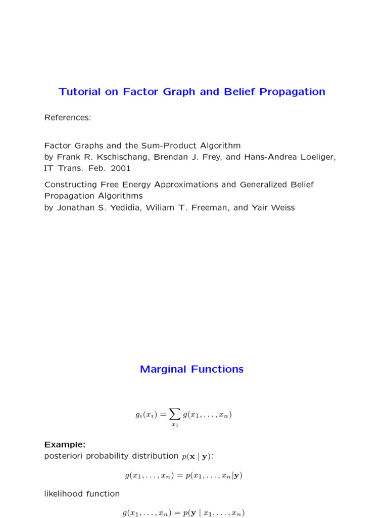 Belief Propagation Algorithm Pdf Kalman Filter Theoretical Computer Science