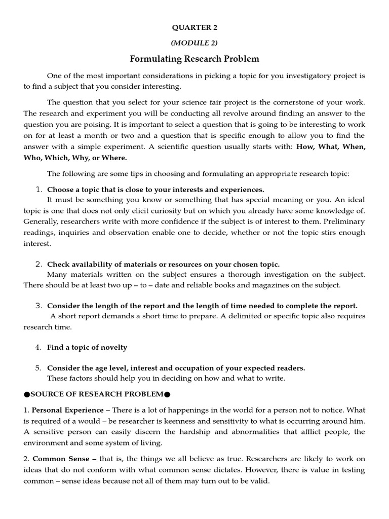 Formulating Research Problem | Download Free PDF | Experiment | Theory