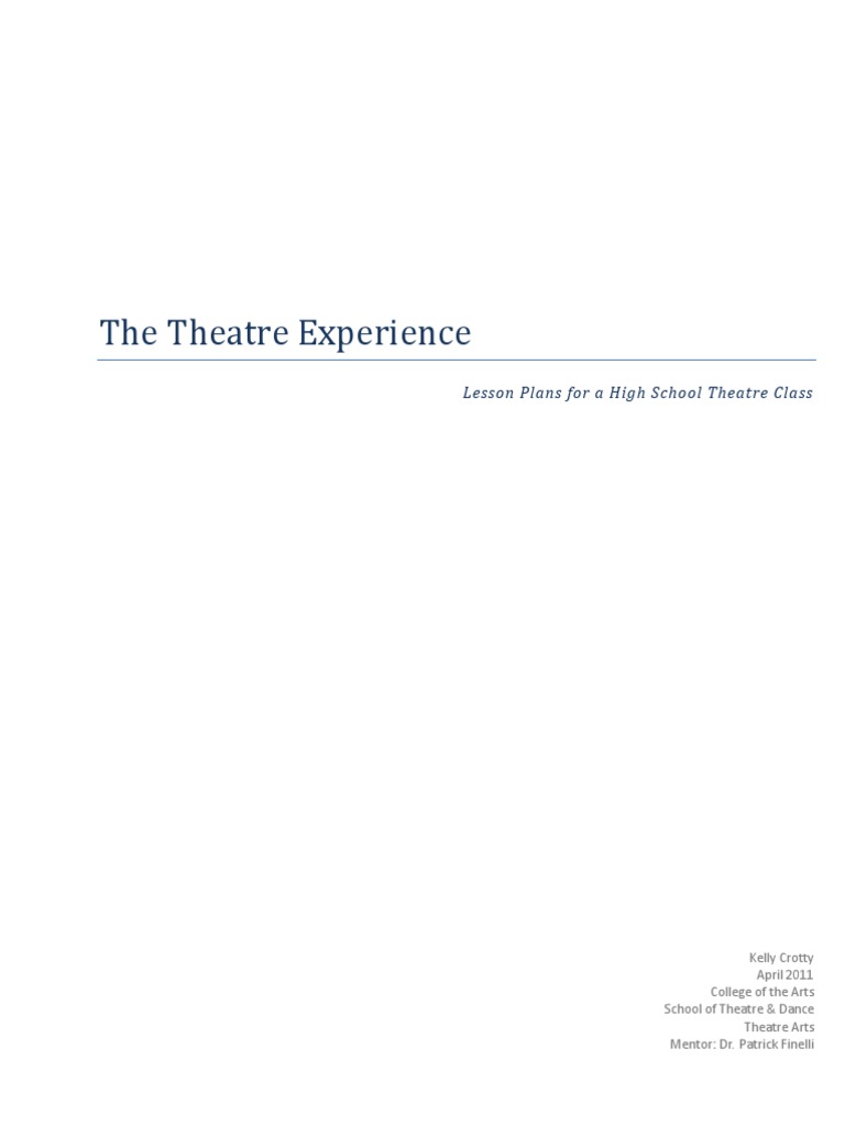 Theatre Lesson Plans | PDF