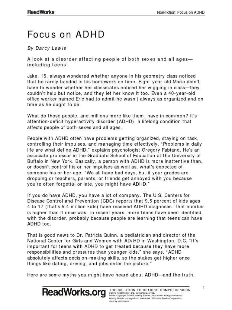 1050 Focus On Adhd | PDF | Attention Deficit Hyperactivity Disorder ...