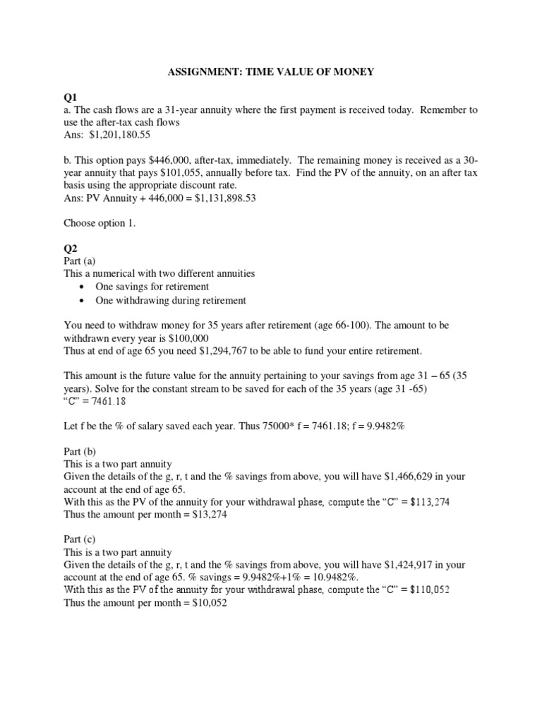 Assignment For TVM-Solutions | PDF