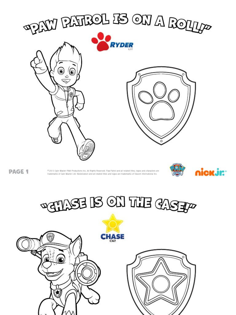 Paw Patrol Coloring Pages | PDF | Viacom | Entertainment Companies