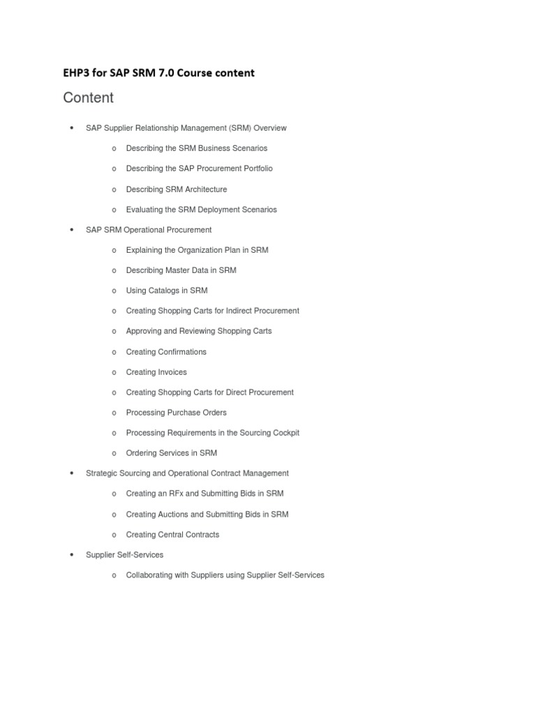 EHP3 For SAP SRM 7 | PDF
