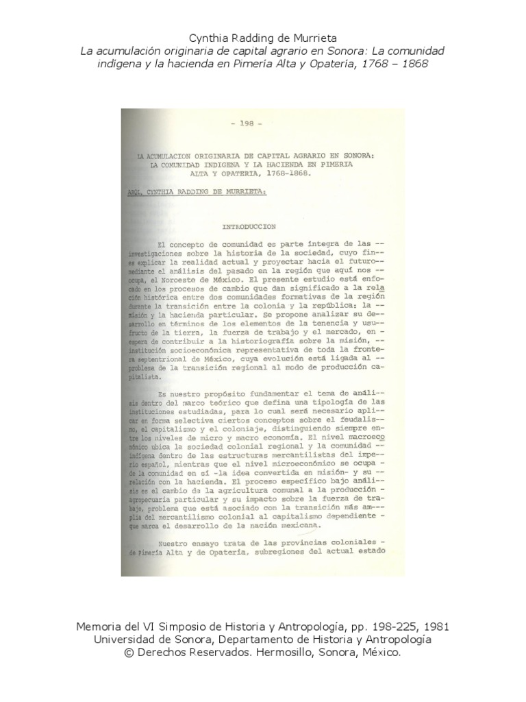 Radding AcumulaciónOriginaria | PDF | Sonora | Karl Marx