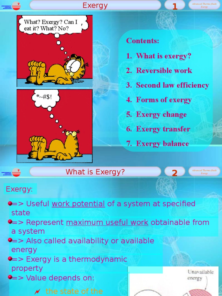 What Is Exergy? 2. Reversible Work 3. Second Law Efficiency 4. Forms of ...