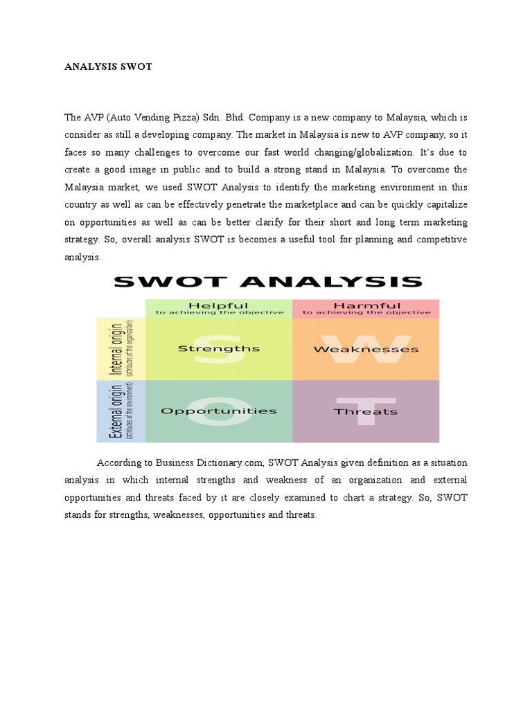 Analysis SWOT For Vending Machine | PDF | Swot Analysis | Employment